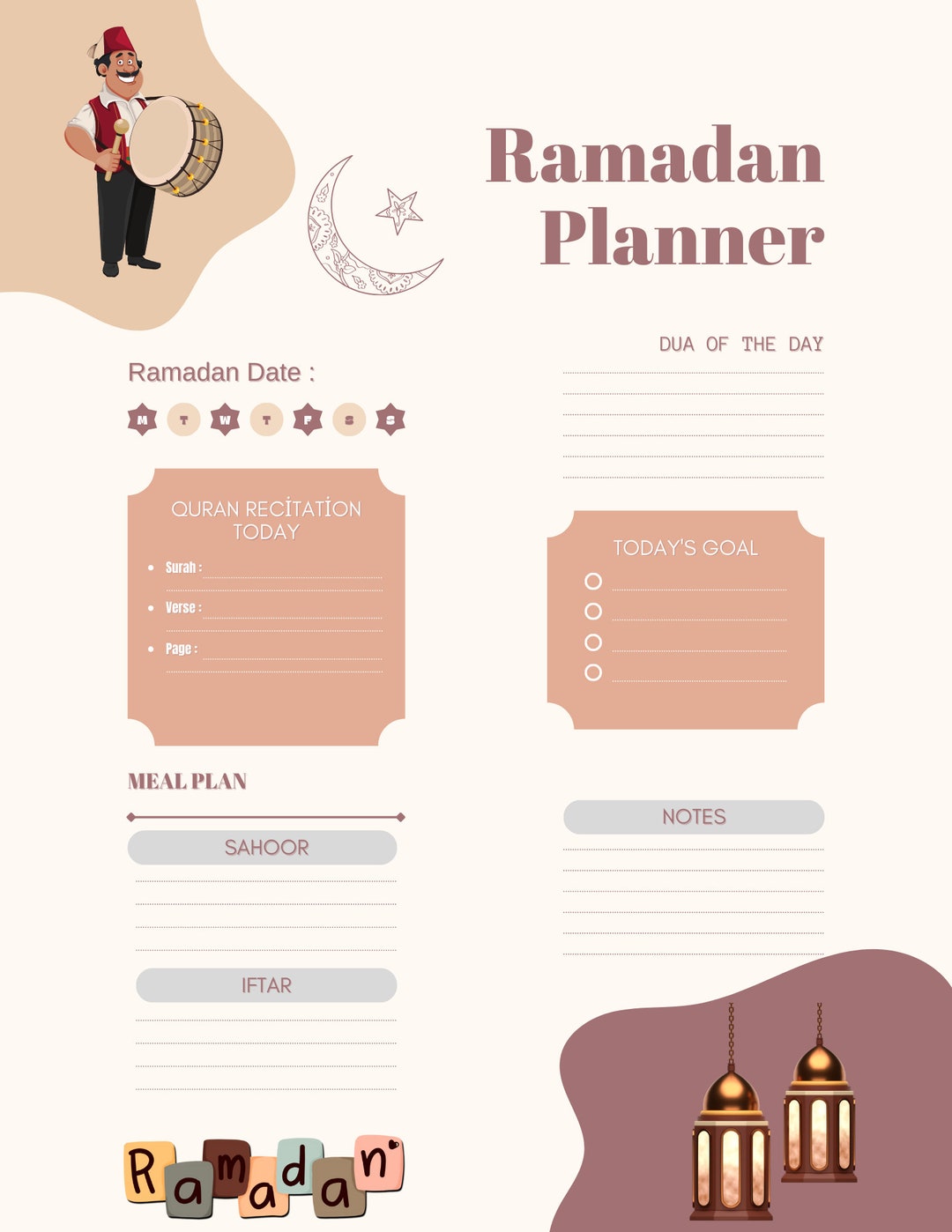 Ramadan Planner, 8.5 11 Inch | Islamic Daily Organizer | Ramadan ...