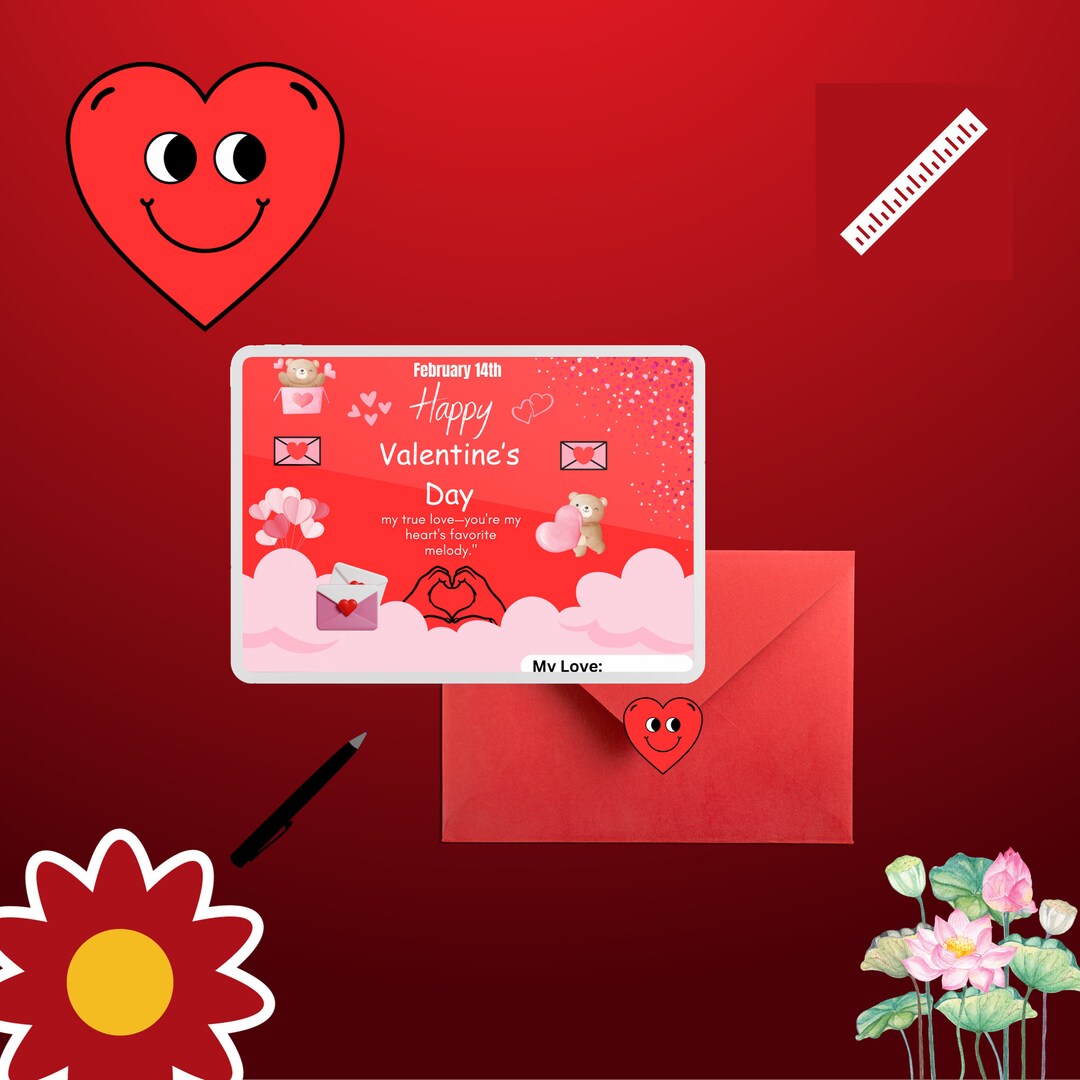 Printable Cute Valentines Day Card Happy Valentines Love Card Digital ...