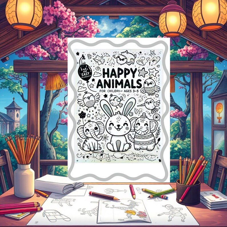 Happy Animals Coloring Book: Fun Learning for Kids Ages 3-5 (PDF ...
