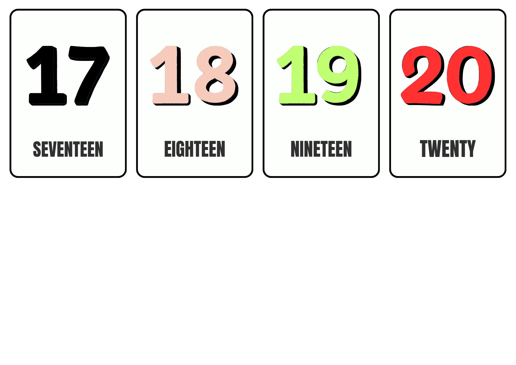 Numbers 1-20 Flashcards: Educational Preschool Material (digital PDF ...