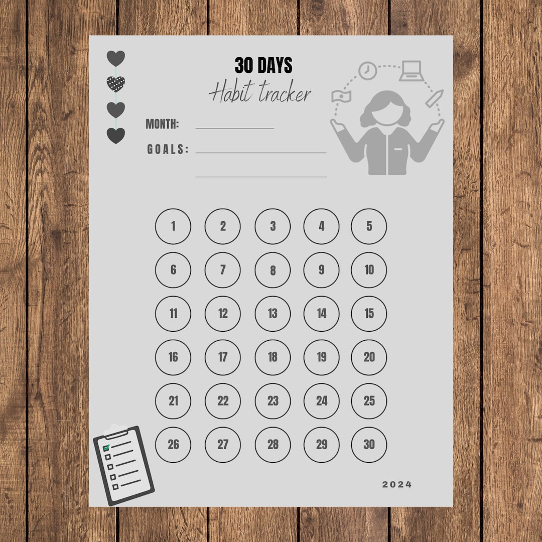 Women Printable 30 Days Habit Tracker Planner Digital Planner Habits Monthly Habit Tracker ...