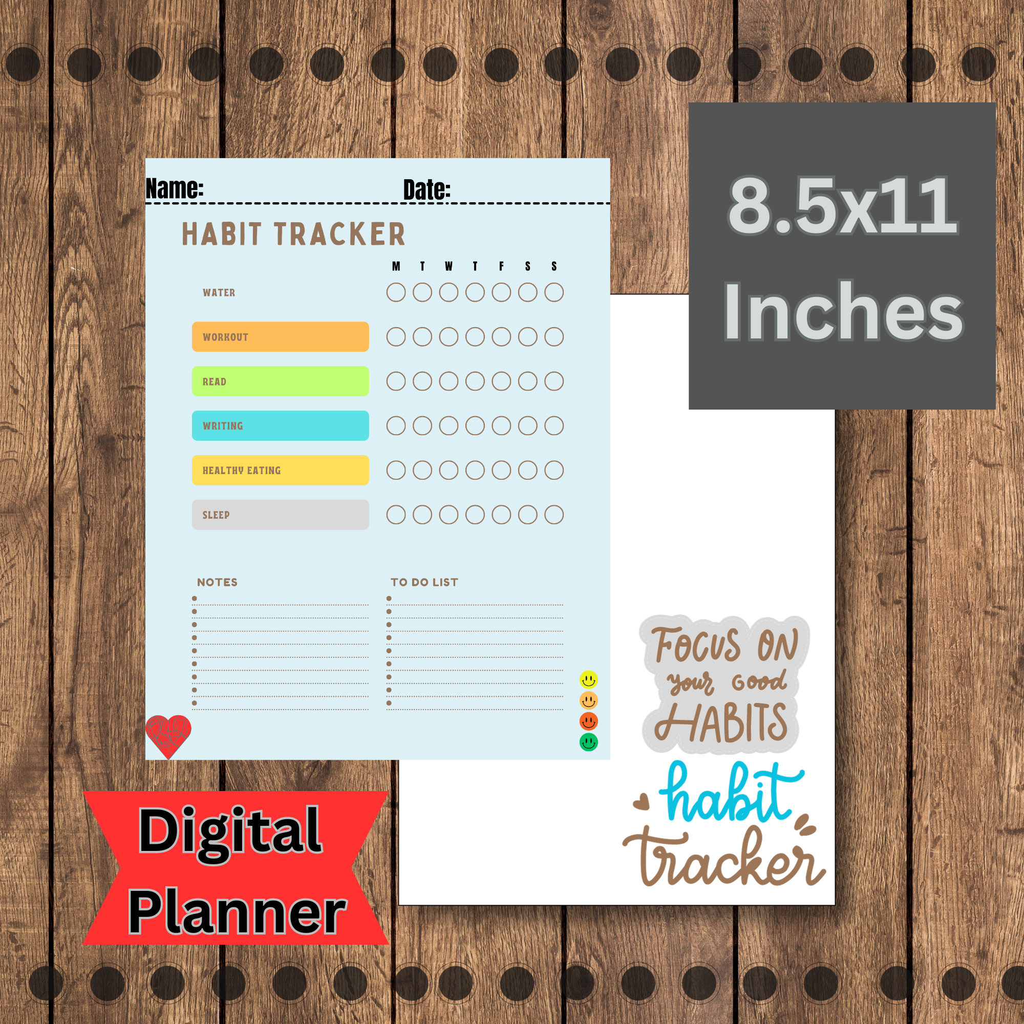 Printable Weekly Habit Tracker Planner Journal Colorful Planner Digital ...