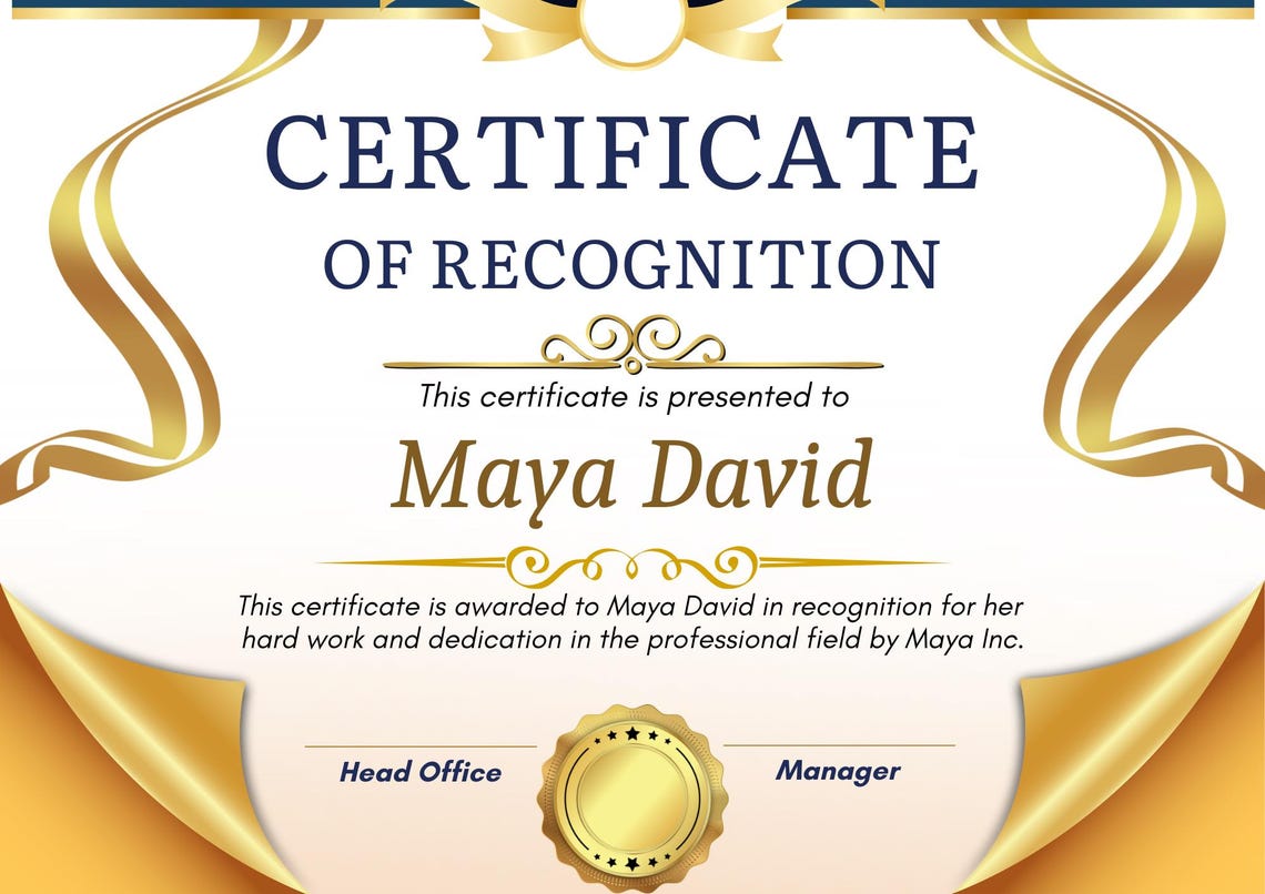 DIGITAL APPRECIATION Employee AWARD for Corporate Gift Stylish Gold ...