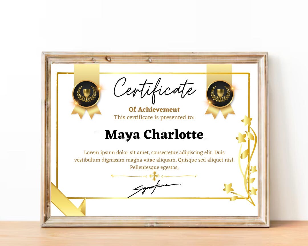 CUSTOM AWARD CERTIFICATE Template, Success Recognition and Digital ...