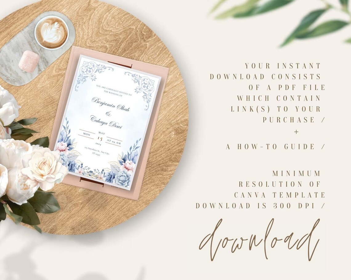 Blue Modern Wedding Invitation Card Template, Indian Elegance Digital ...