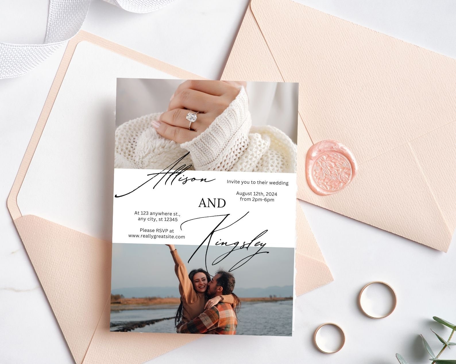 Picture Collage Wedding Invitation Template, Napalese Elegance Digital ...