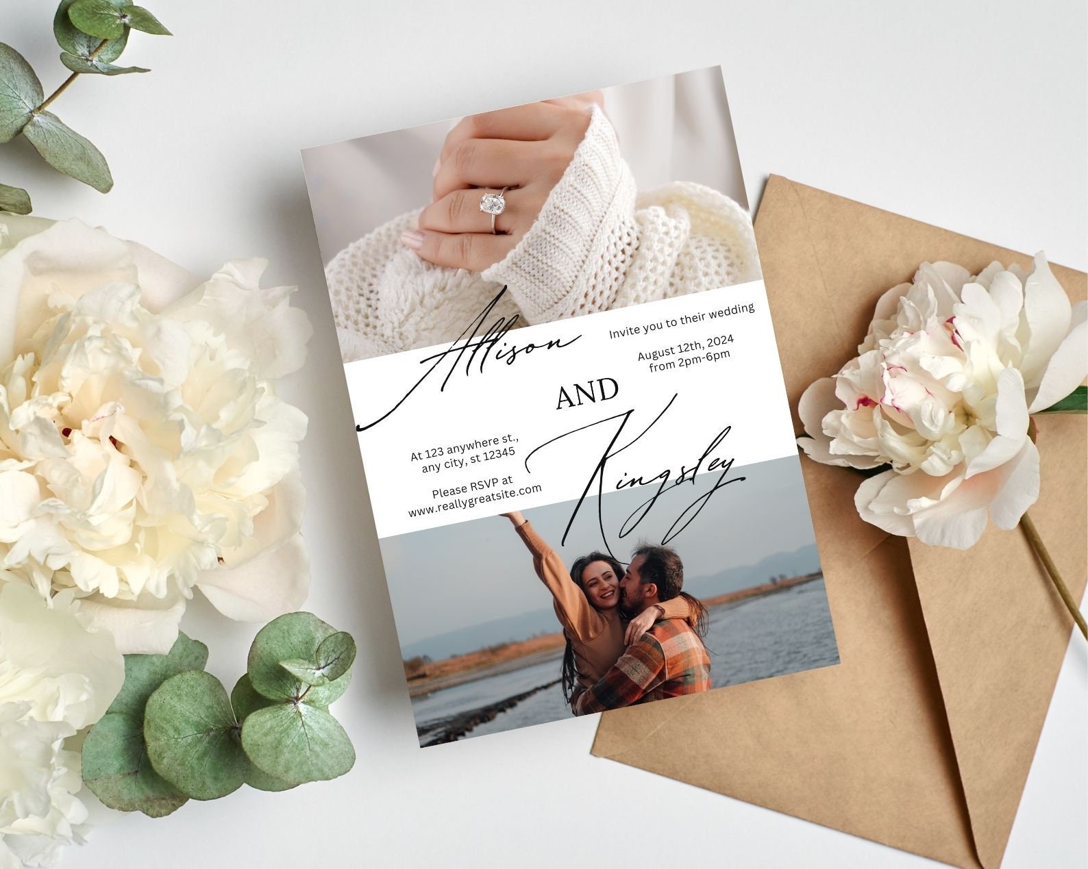 Picture Collage Wedding Invitation Template, Napalese Elegance Digital ...