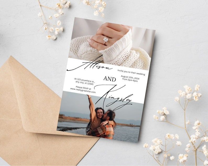 Picture Collage Wedding Invitation Template, Napalese Elegance Digital ...