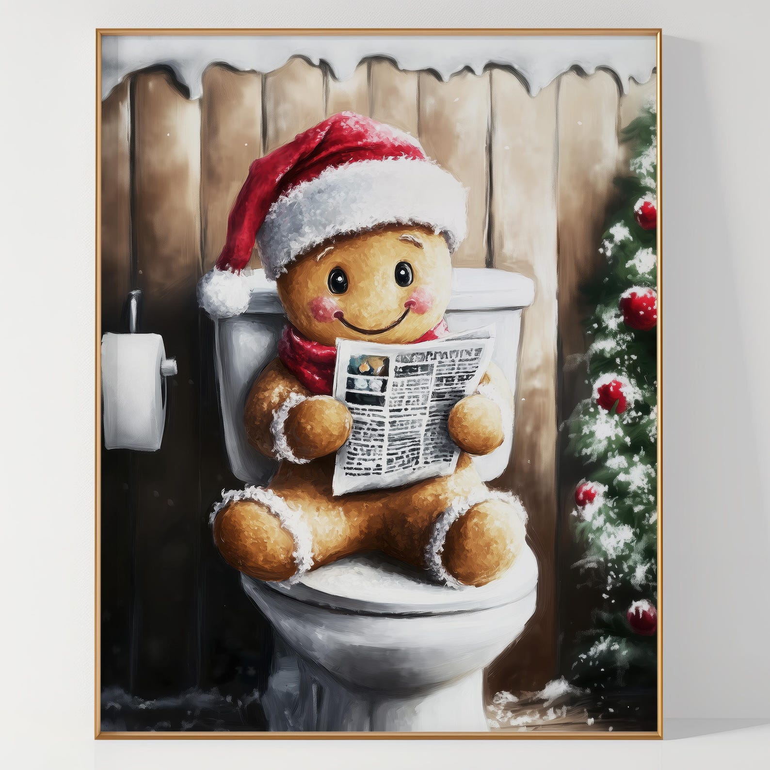 Gingerbread on the Toilet, Printable Funny Christmas Wall Art, Bathroom ...
