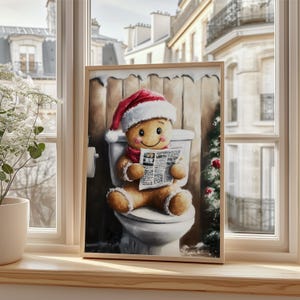 Gingerbread on the Toilet, Printable Funny Christmas Wall Art, Bathroom ...