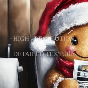 Gingerbread on the Toilet, Printable Funny Christmas Wall Art, Bathroom ...