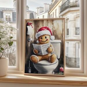 Gingerbread on the Toilet, Printable Funny Christmas Wall Art, Bathroom ...