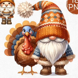 Watercolor Gnome Fall Clipart Bundle, Thanksgiving Pumpkin Pie ...