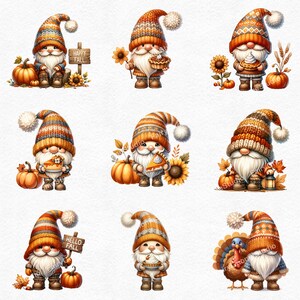 Watercolor Gnome Fall Clipart Bundle, Thanksgiving Pumpkin Pie ...