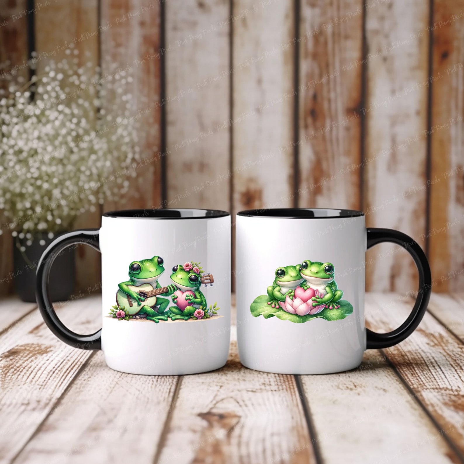 Frog Couple Watercolor Sublimation Clipart-12png, Cute Frog Lover, Animal Couple, Valentine's ...