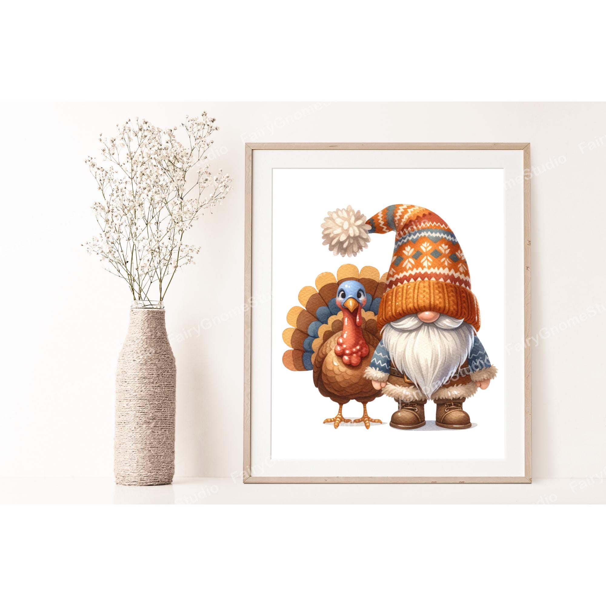 Watercolor Gnome Fall Clipart Bundle, Thanksgiving Pumpkin Pie ...