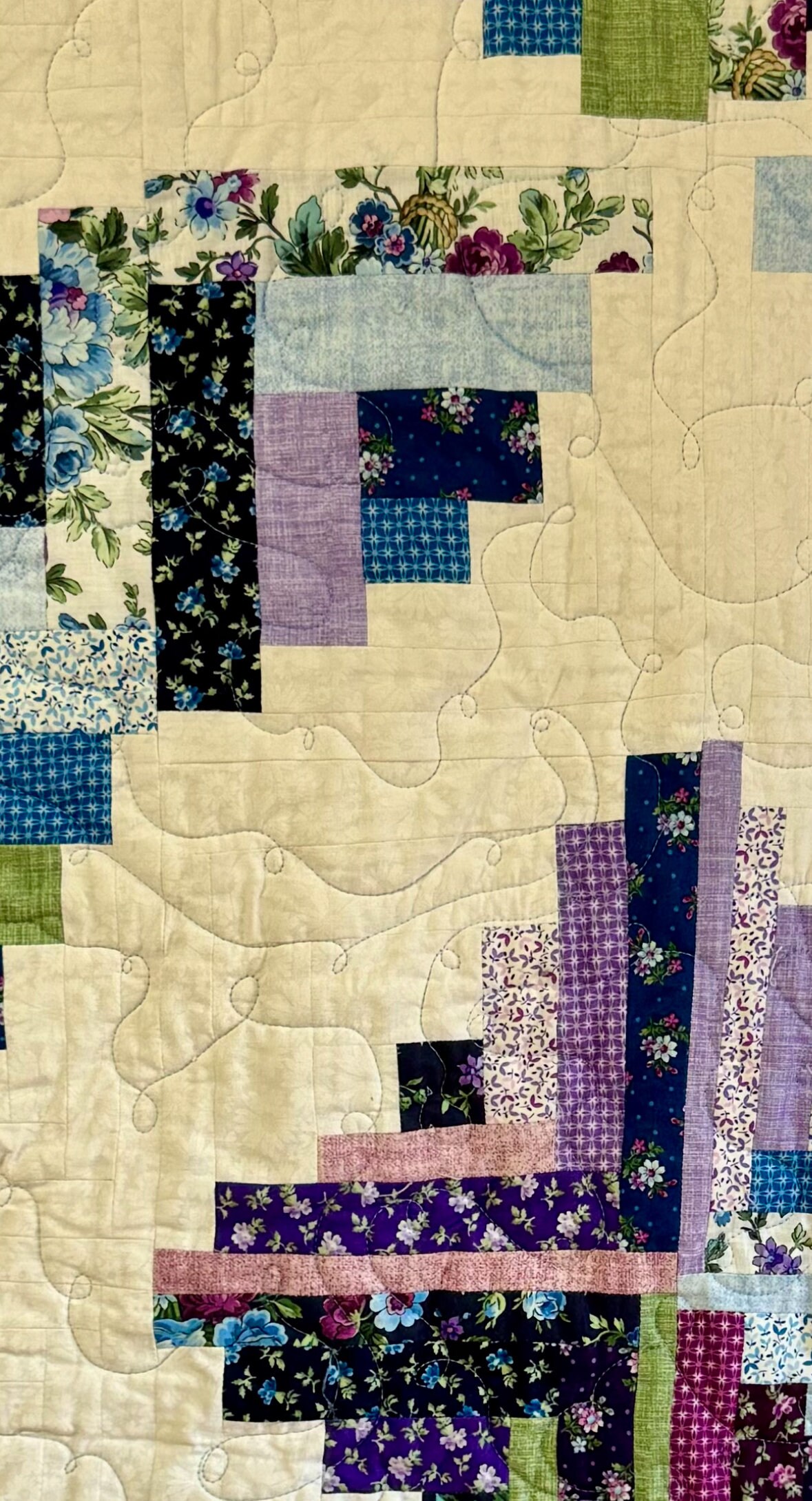 Blue Curvy Log Cabin Quilt - Etsy