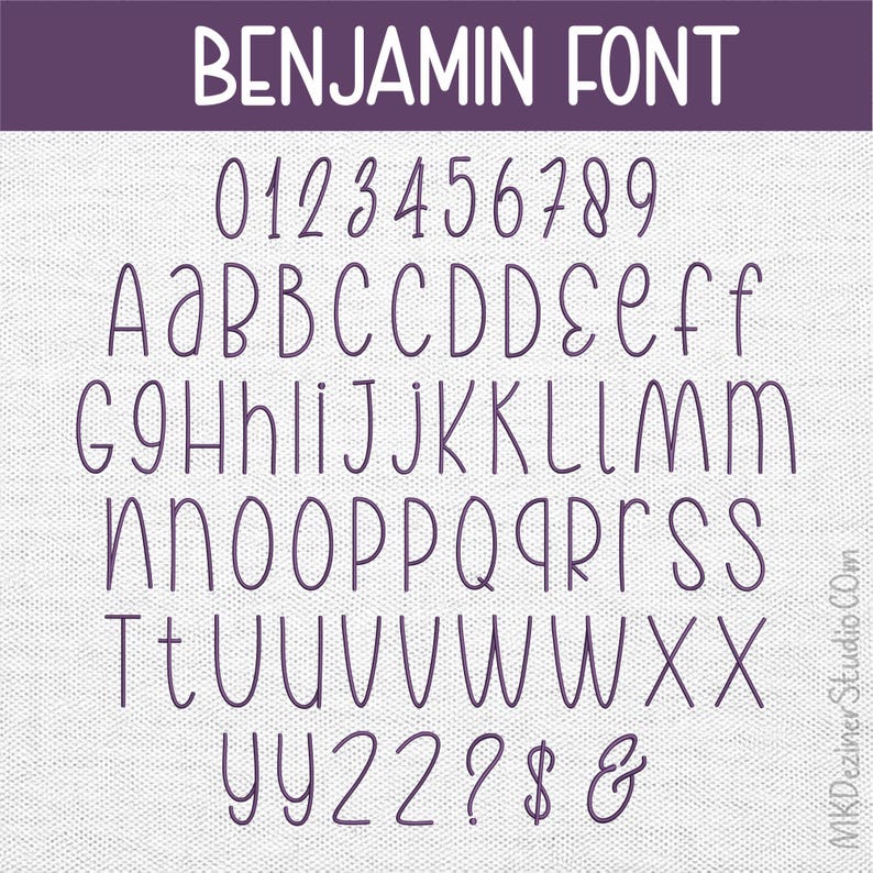 Benjamin Embroidery Font Digital Machine Embroidery Designs Files ...