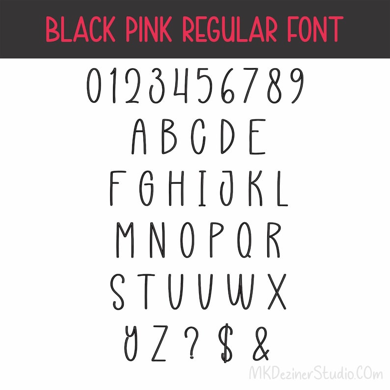 Black Pink Embroidery Font Duo Digital Machine Embroidery Designs Files ...