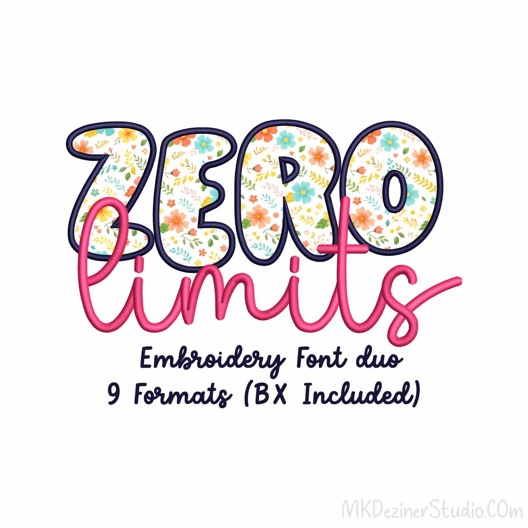 Zero Limits Embroidery Font Duo Digital Machine Embroidery Designs ...