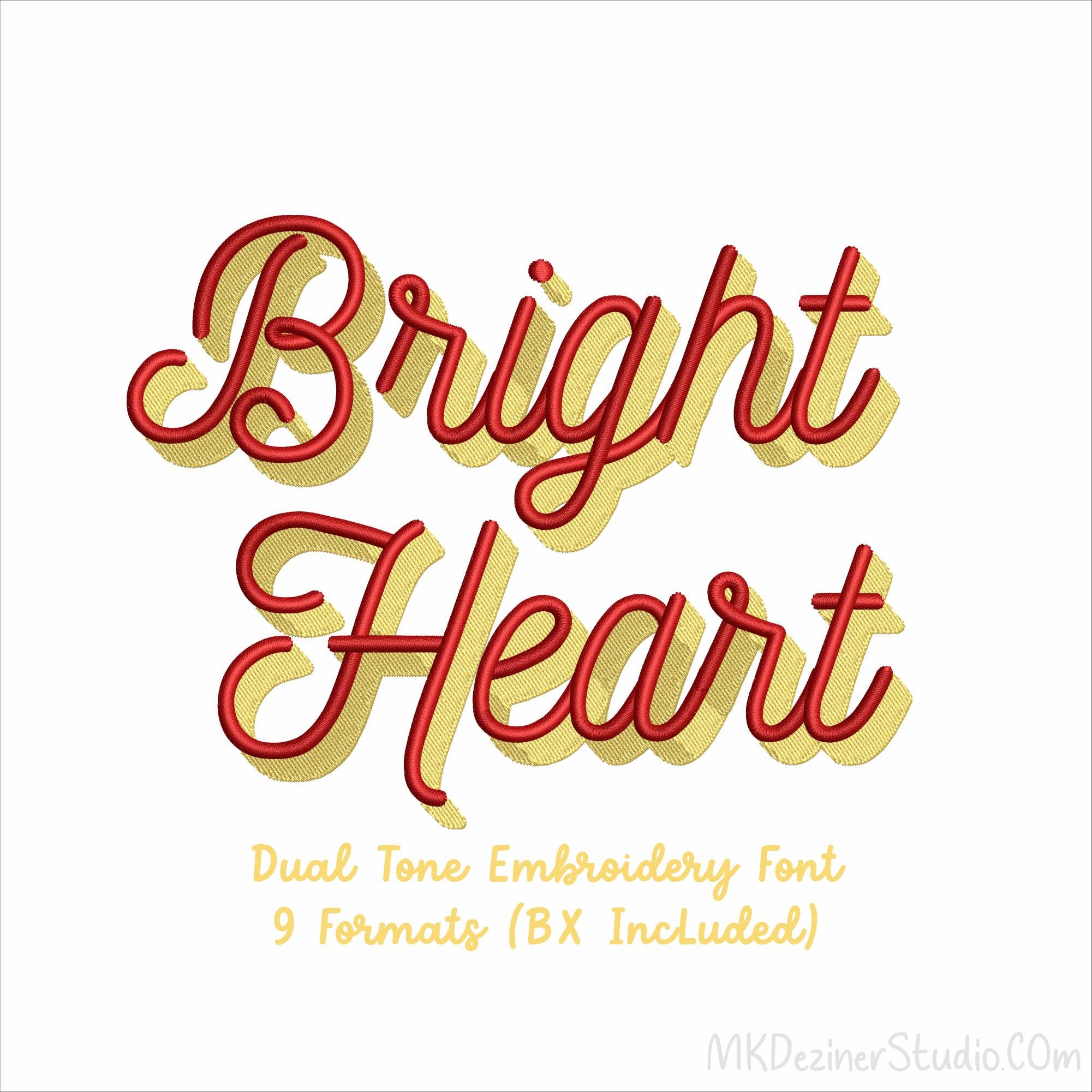 Clear Mind Dual Two Tone Color Script Embroidery Font Digital Machine ...