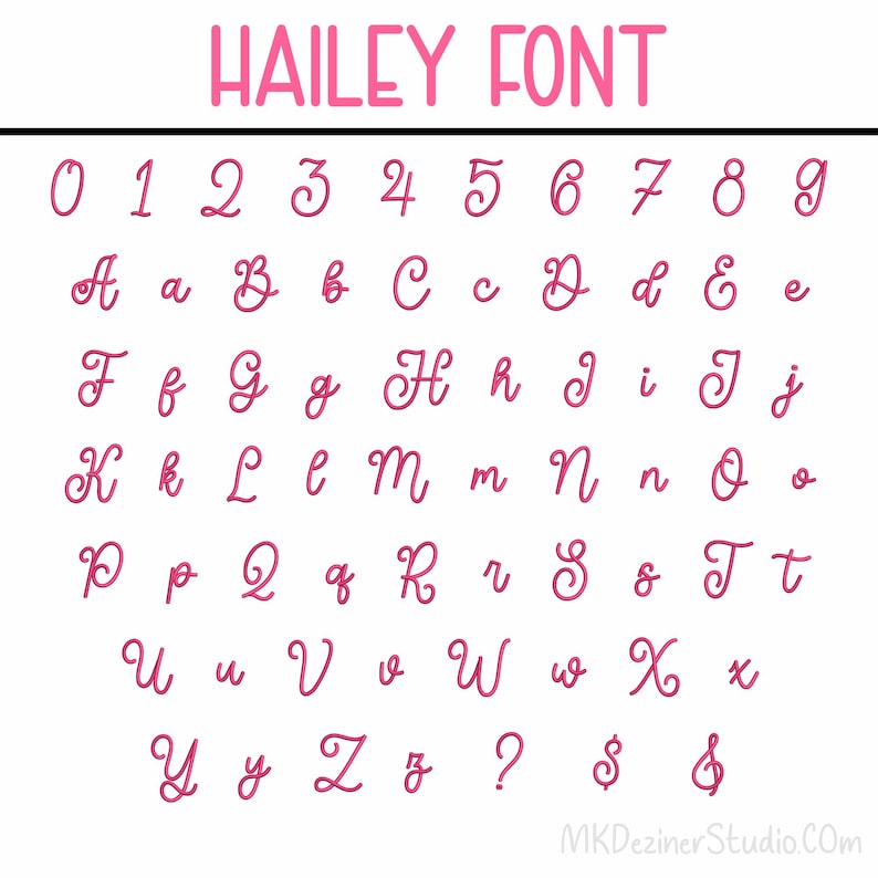 Hailey Embroidery Font, Script Font (digital Files, 6 Sizes) - Etsy