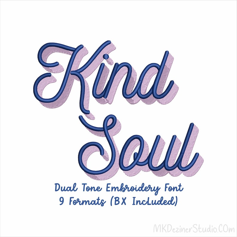Clear Mind Dual Two Tone Color Script Embroidery Font Digital Machine ...