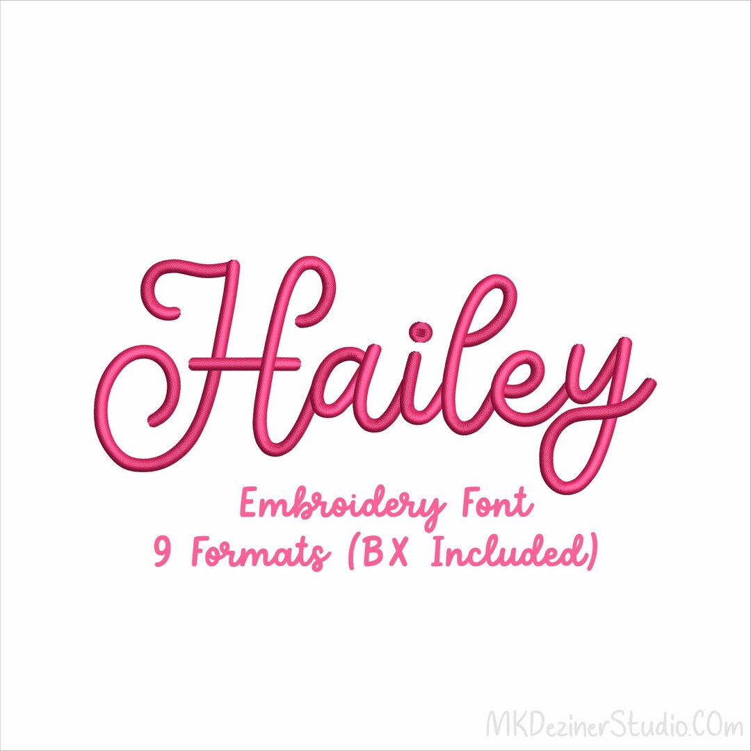 Hailey Embroidery Font, Script Font (digital Files, 6 Sizes) - Etsy