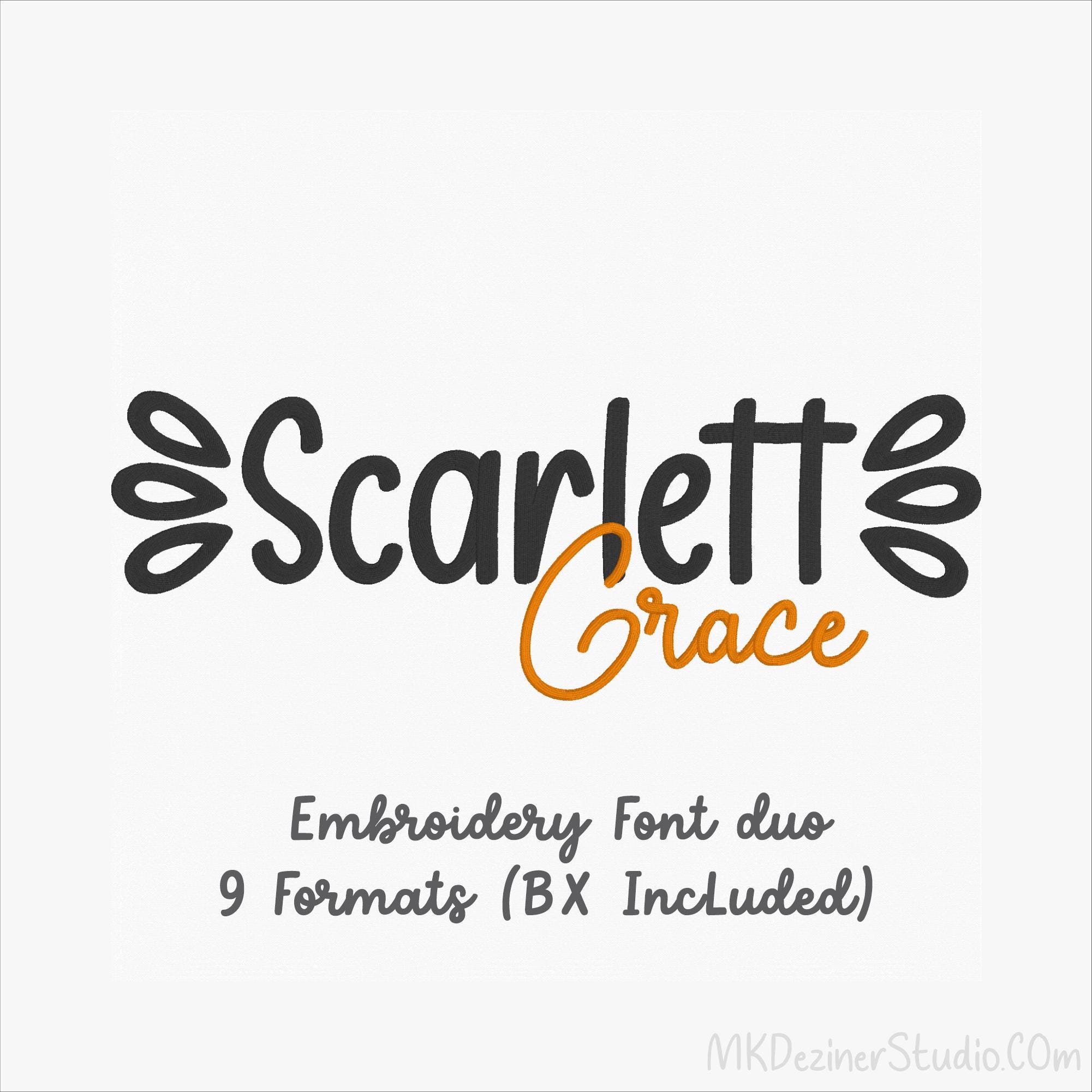 Scarlett Grace Embroidery Font Duo Digital Machine Embroidery Designs ...