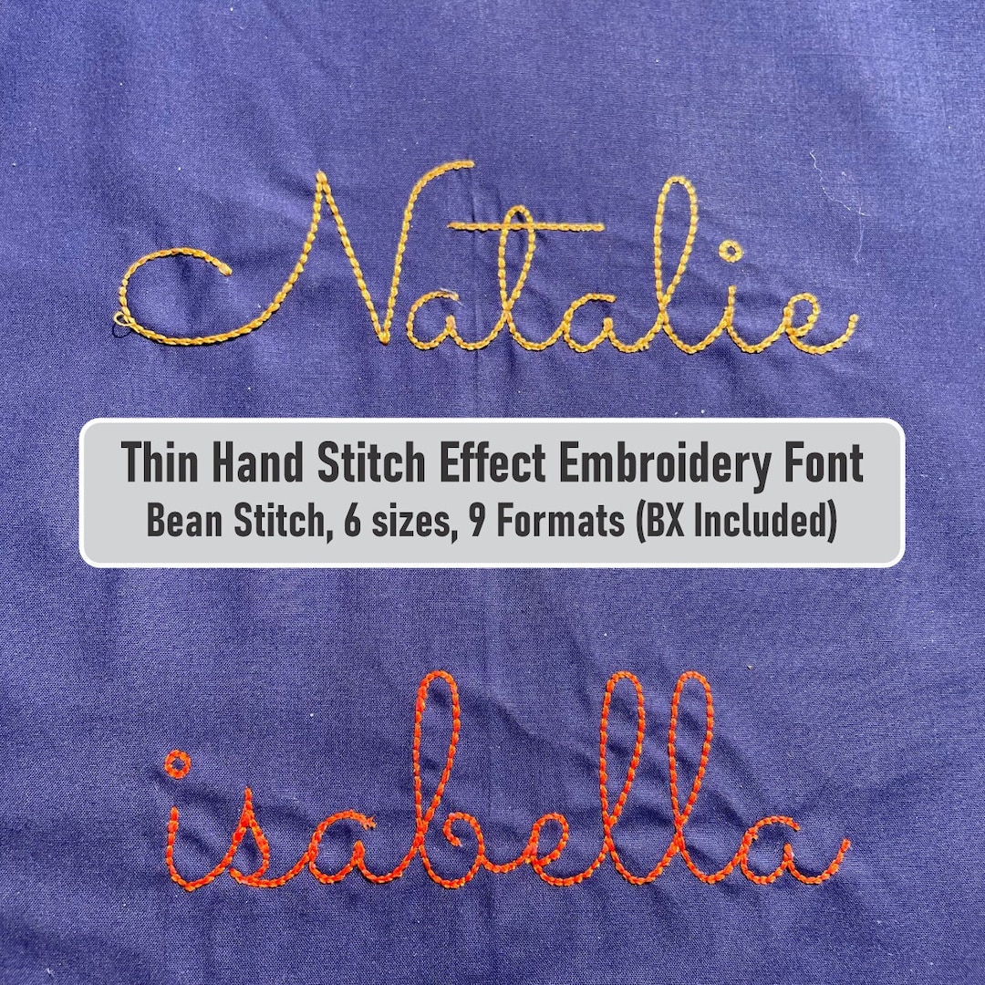 Thin Hand Stitch Effect Embroidery FONT Machine Embroidery Designs in 6 ...