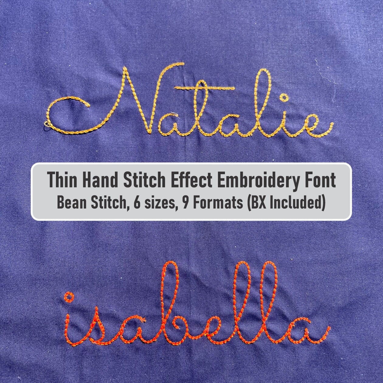 Thin Hand Stitch Effect Embroidery FONT Machine Embroidery Designs in 6 ...