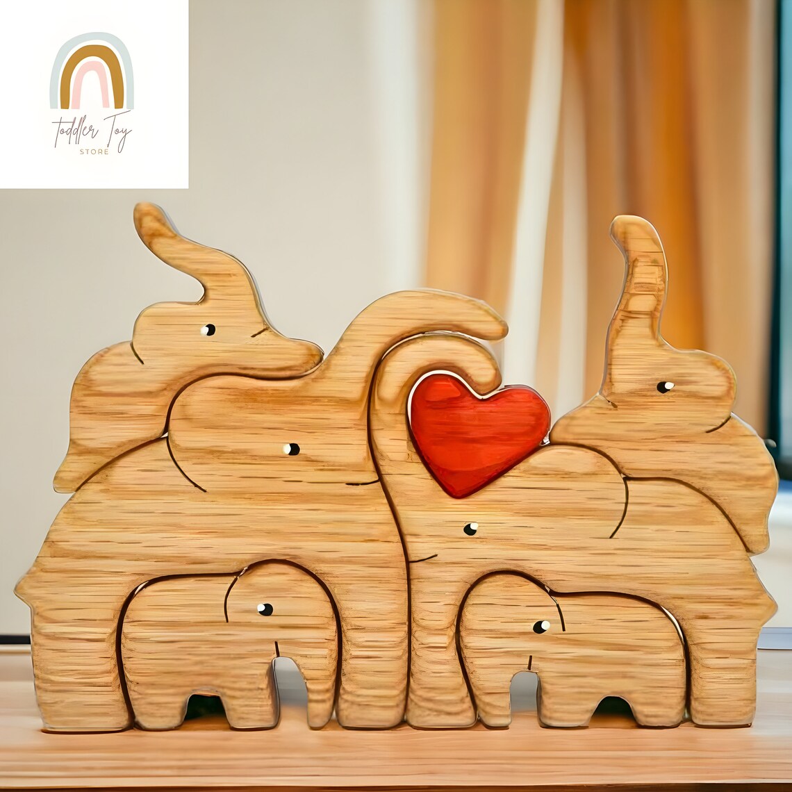 Personalised Family Elephant Wooden Ornament Family Elephant Wooden Toy ...