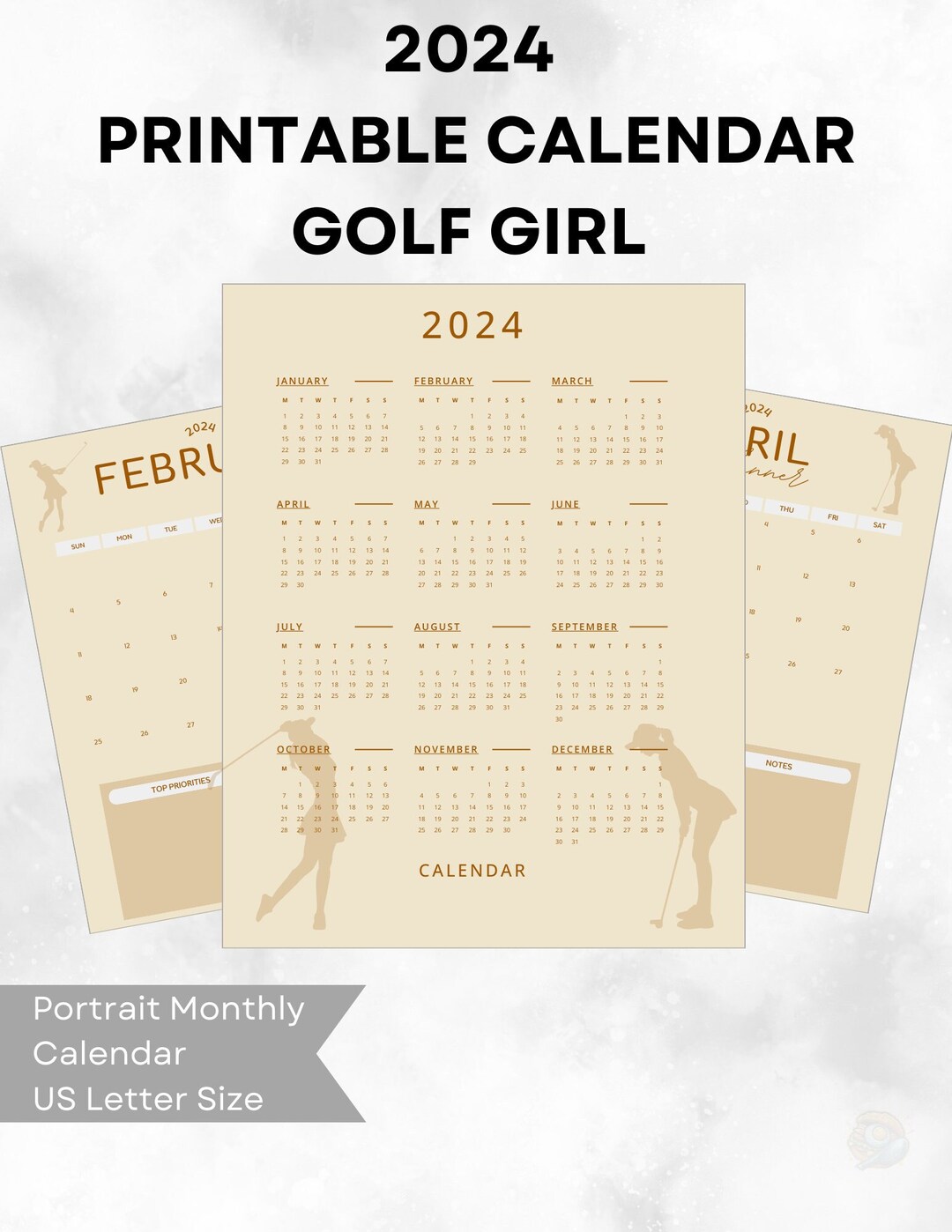 Printable 2024 Calendar Golf Girl Themed. - Etsy UK