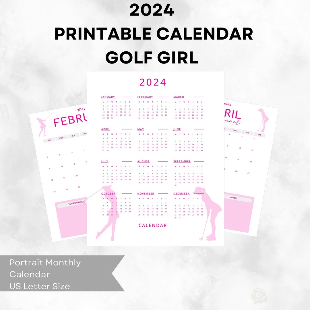 Printable 2024 Calendar, Golf Girl Themed. - Etsy Portugal