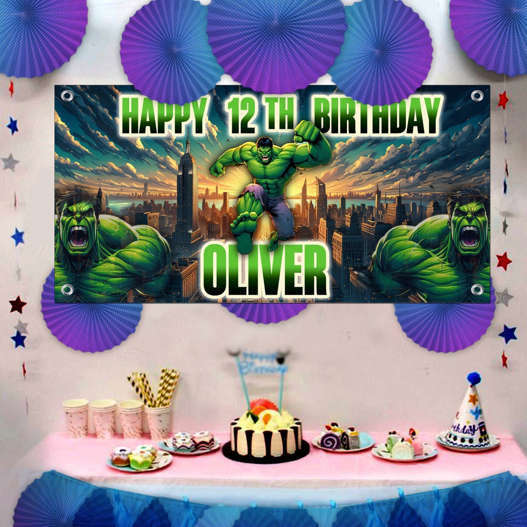 Personalized Hulk Birthday Banner - Etsy