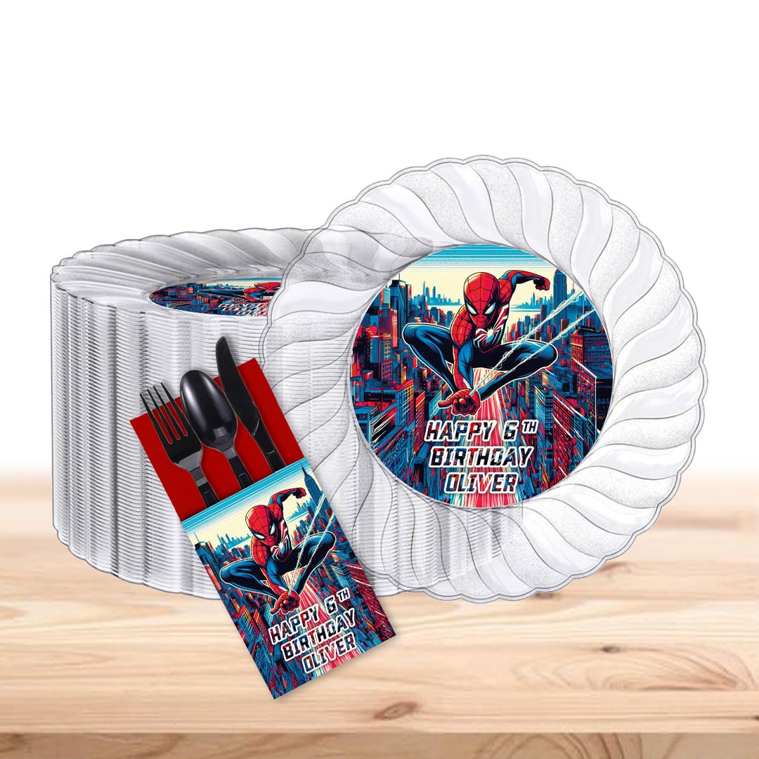 Spiderman Superheroe Party Cutlery Holders X12 100% Cardboard Luxury ...
