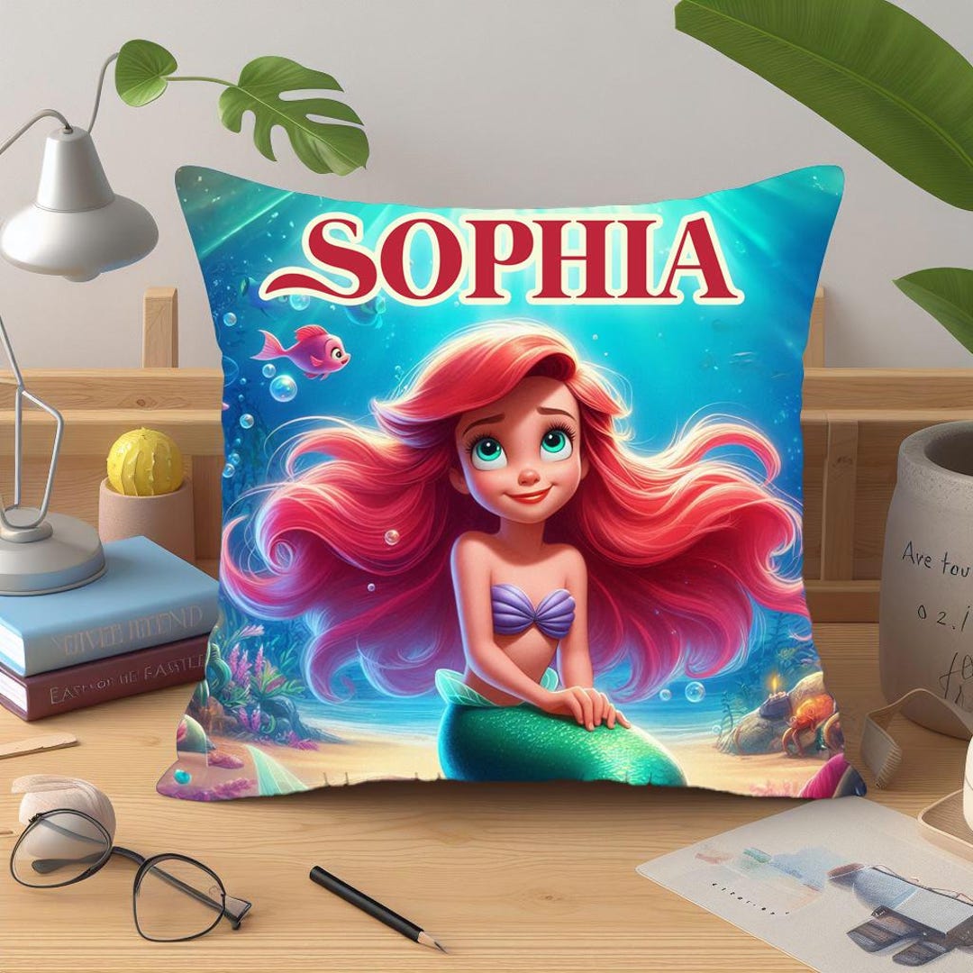 Little Mermaid Pillow Personalized With Your Name, 100% Polyester ...
