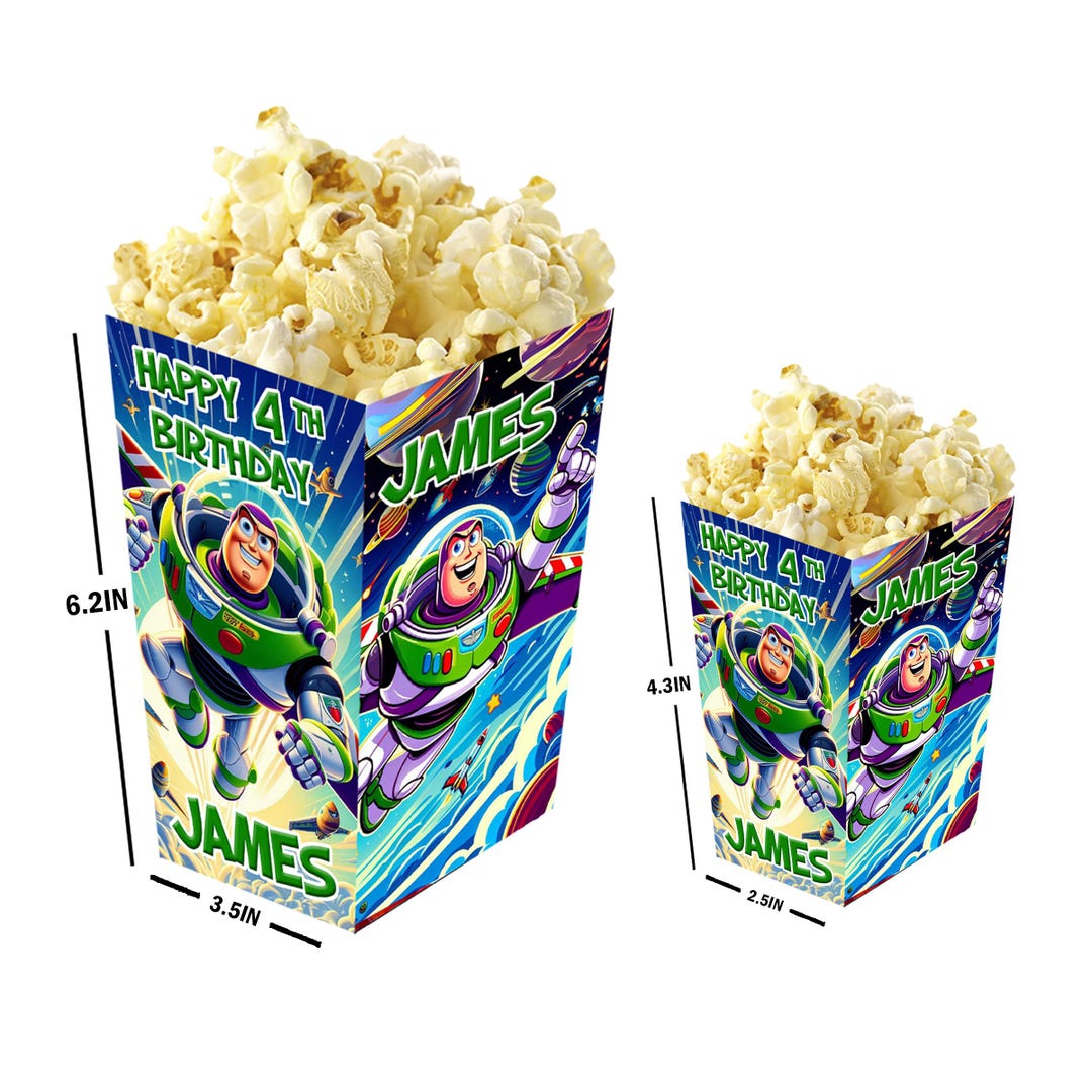 Buzz Lightyear - Popcorn Boxes Personalized With a Name and Age - 12 ...