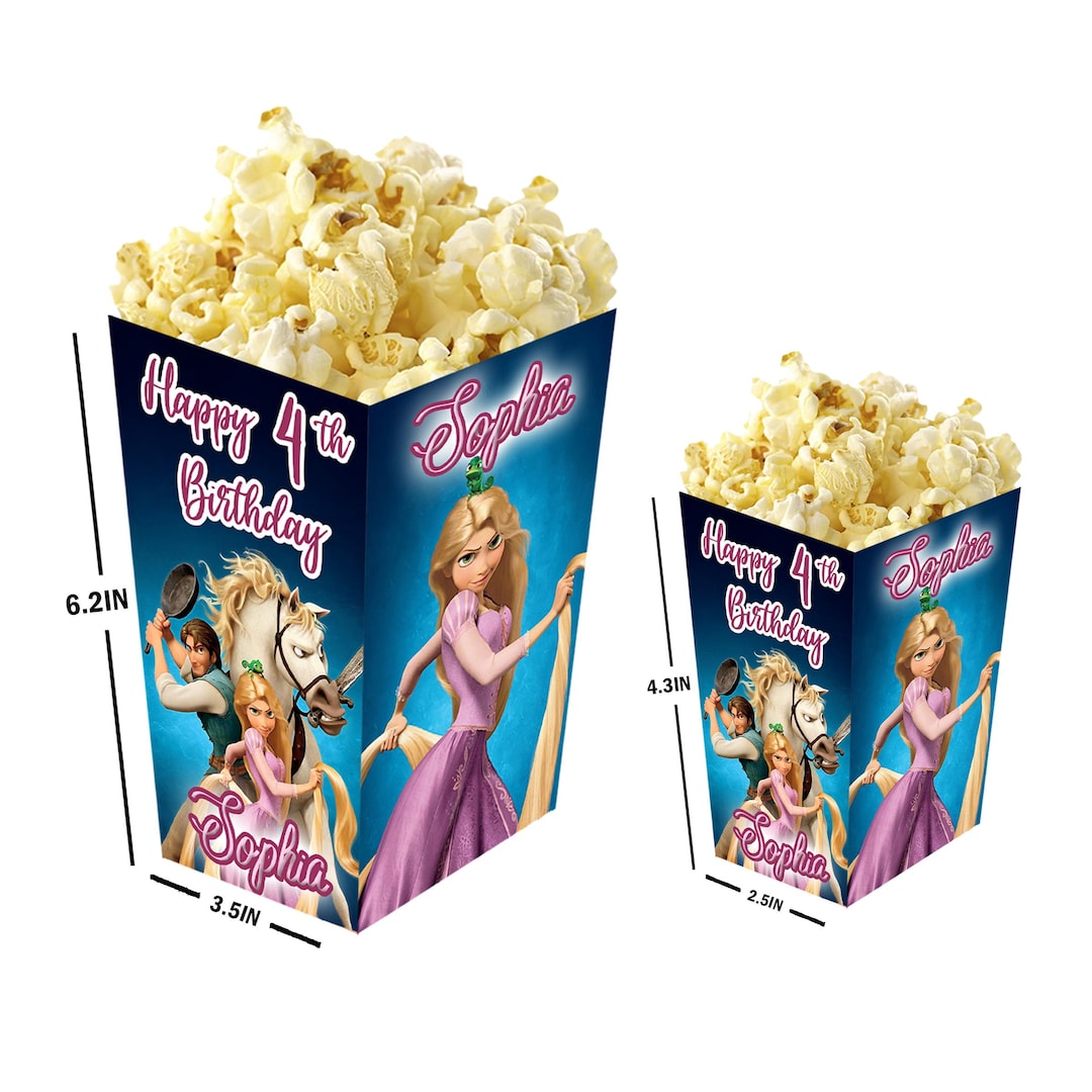 Rapunzel - Tangled Movie Popcorn Boxes Personalized With a Name and Age ...