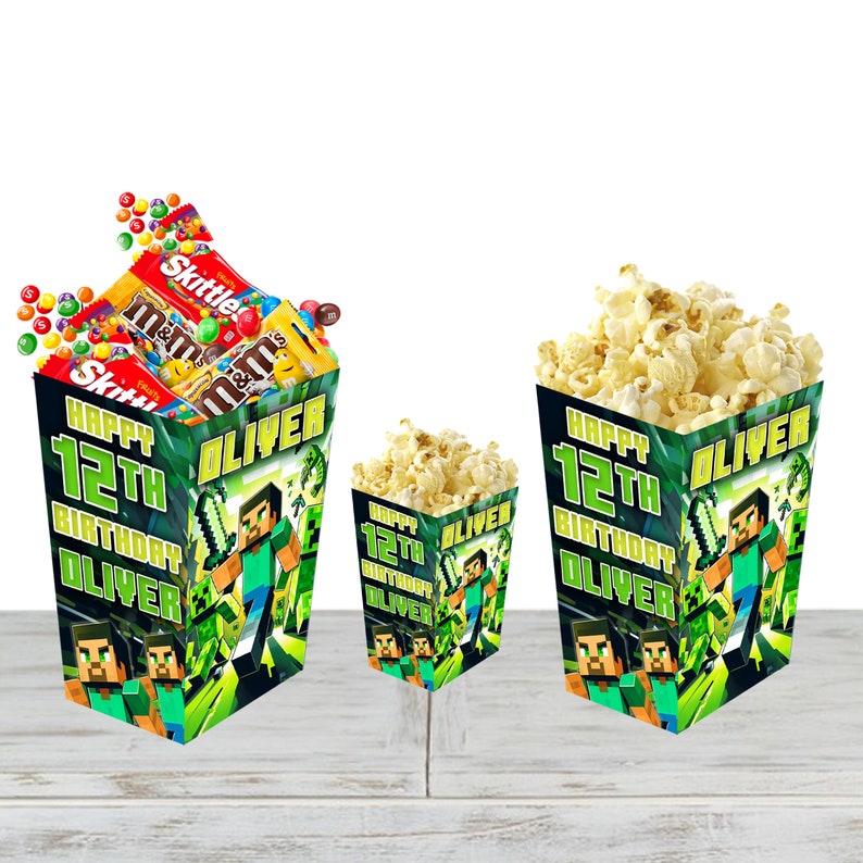 Minecraft Popcorn Boxes Personalized With a Name and Age 12 Pack 100% ...