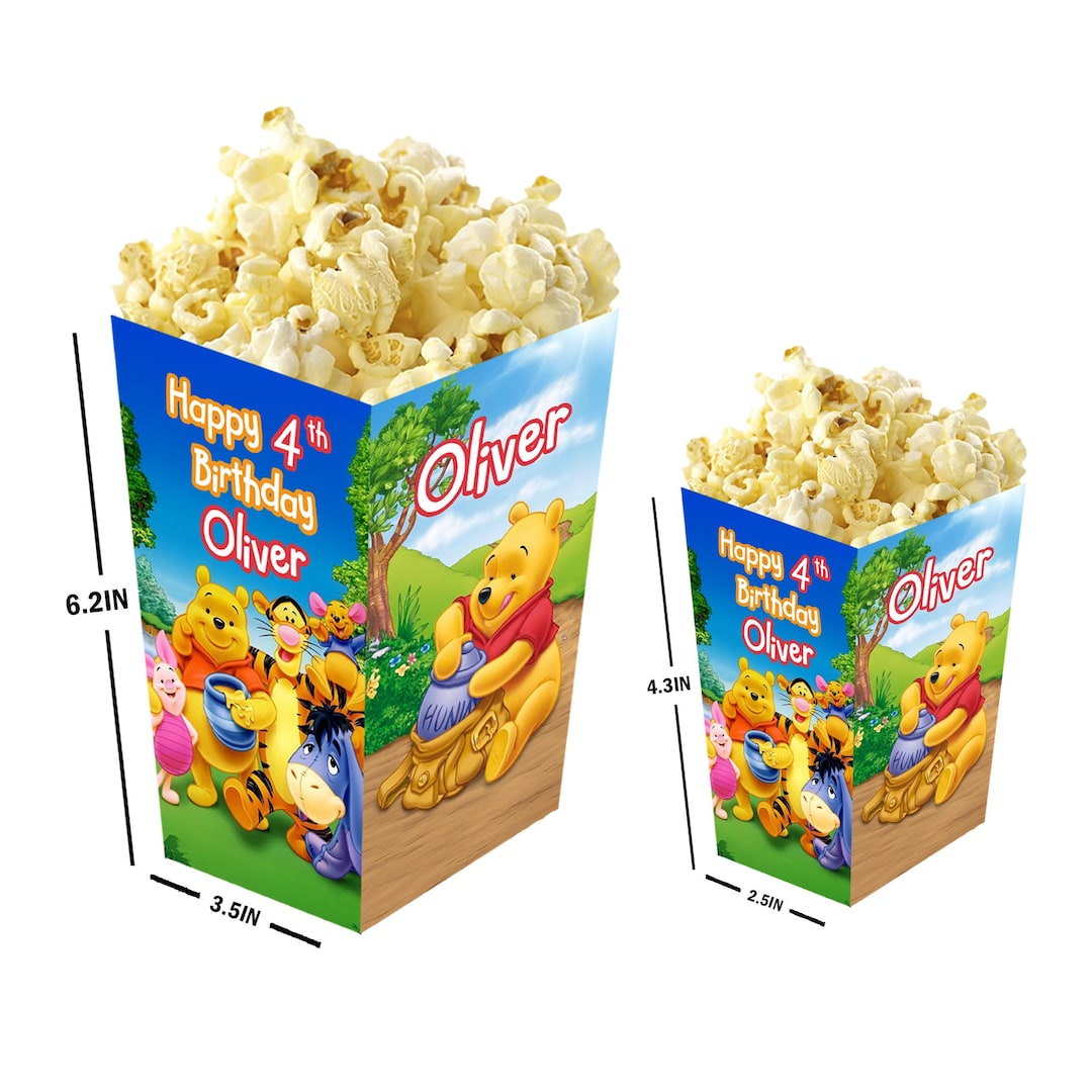 Winnie Pooh - Popcorn Boxes Personalized With a Name and Age - 12 Pack ...