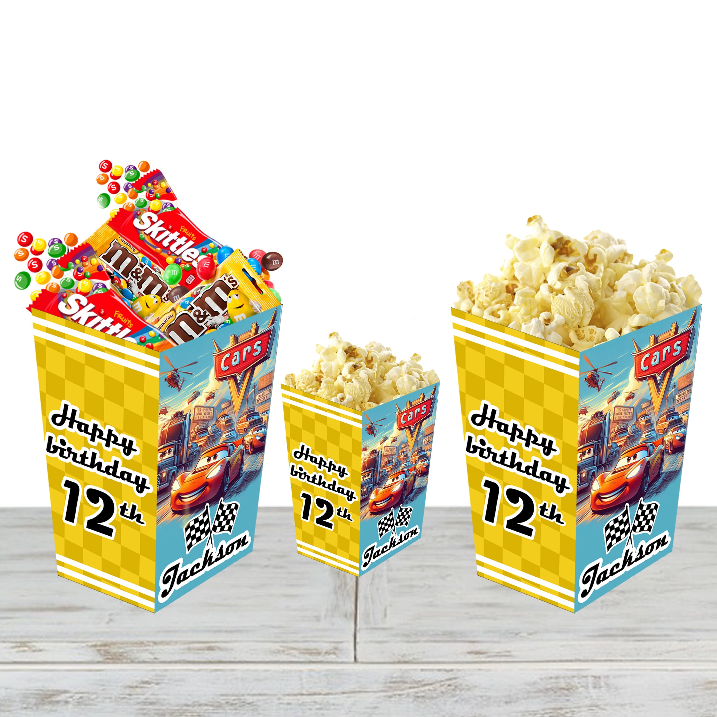 Cars Popcorn Boxes Personalized With the Name and Age 12 Pack 100% ...