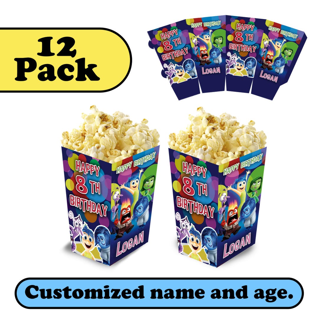 Inside Out 1 Popcorn Boxes Personalized With a Name and Age 12 Pack 100 ...