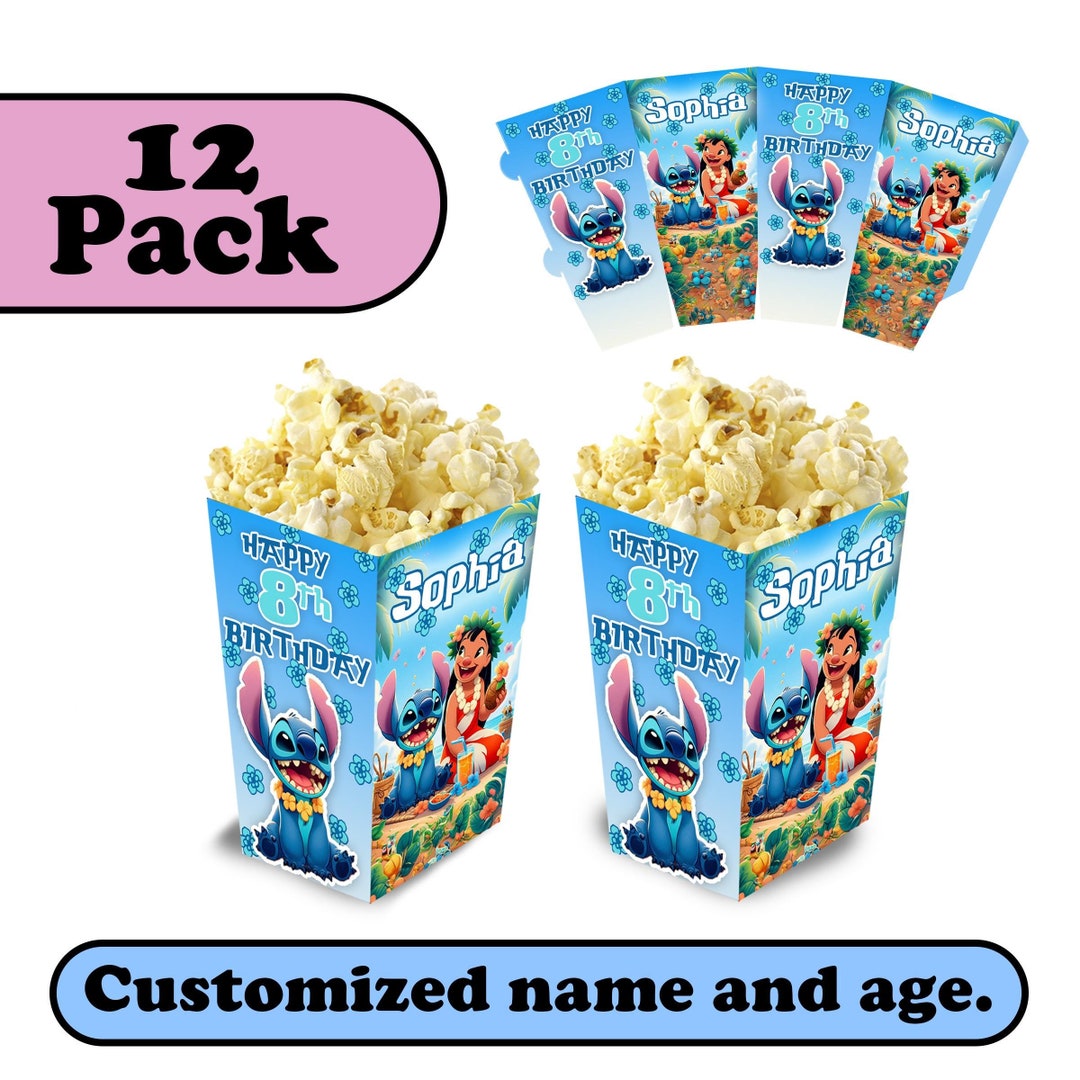 Lilo and Stitch Popcorn Boxes Personalized With a Name and Age 12 Pack ...