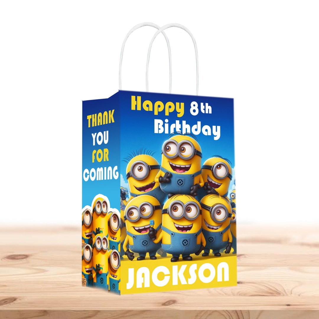 Minions Favor Bags Personalized With a Name Sturdy Handles 12 Pack 100% ...