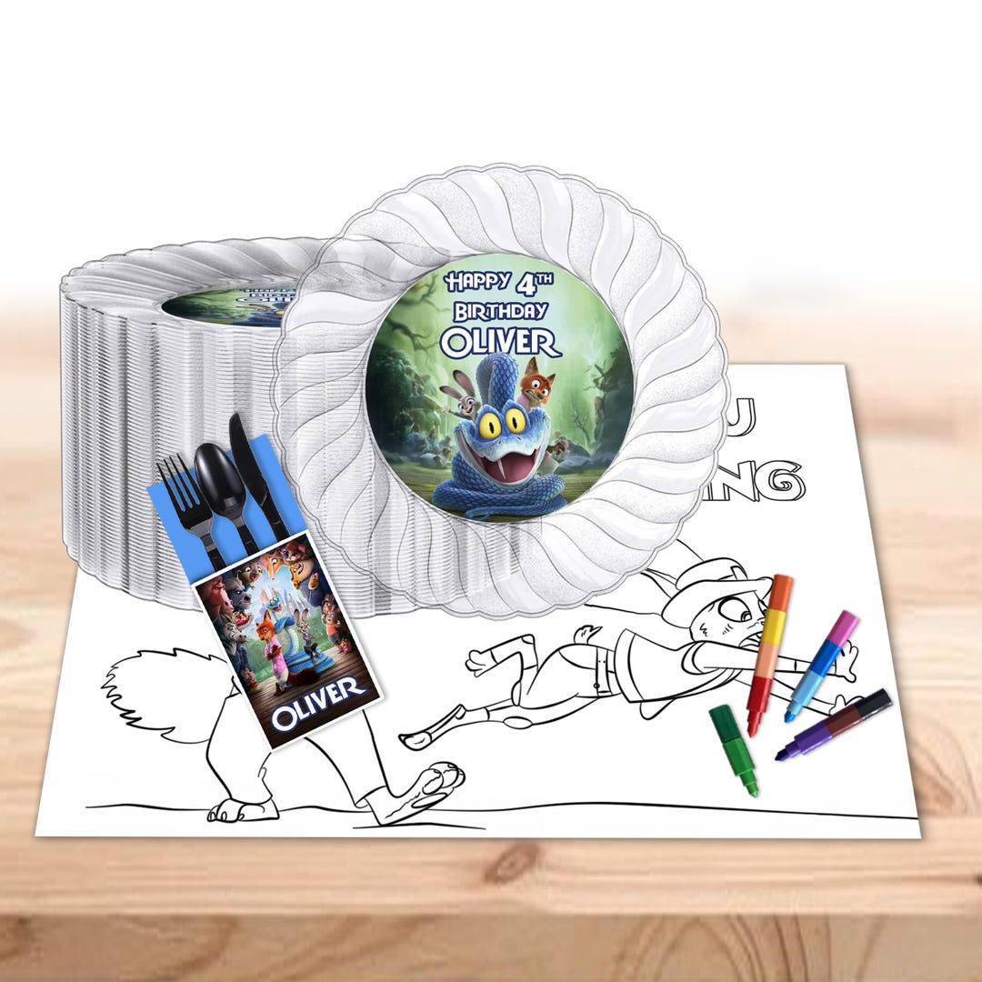 Personalized Zootopia 2 Birthday Party Tableware Kit: Placemats ...
