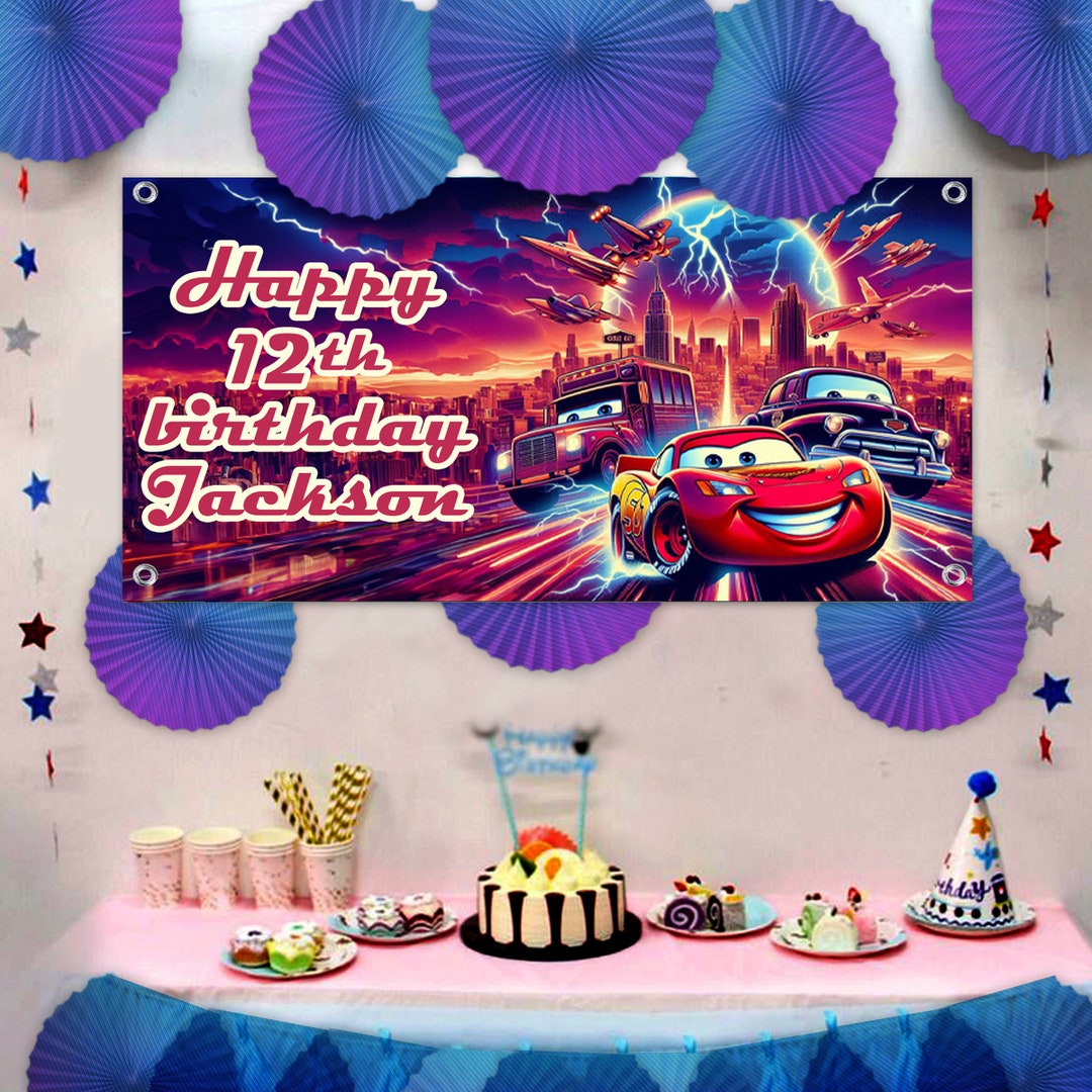 Cars Themed Indoor/outdoor Vinyl Banner - Weatherproof 24x48in ...