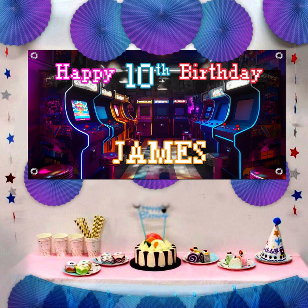 Personalized Arcade Birthday Banner - Etsy