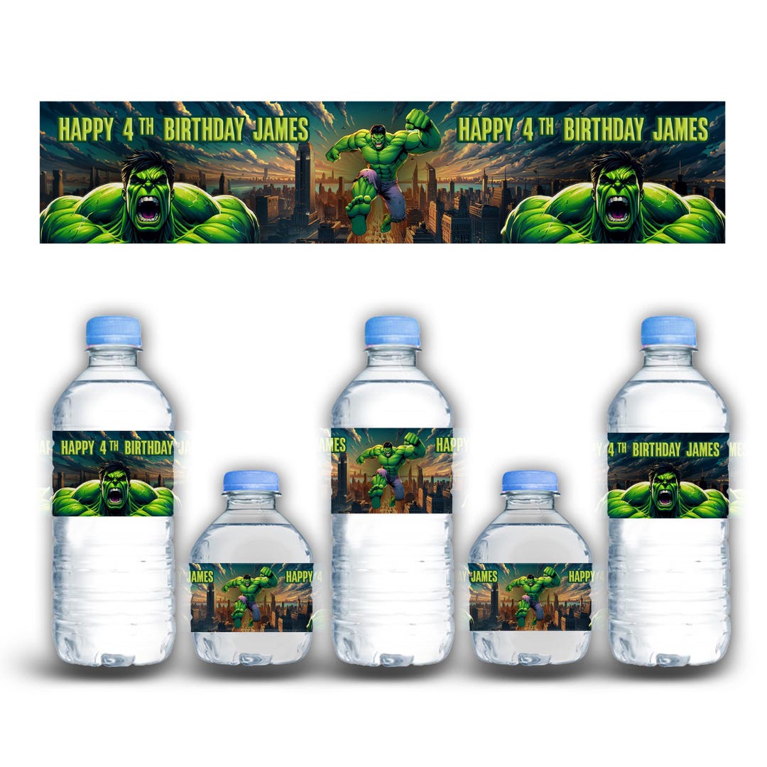 Hulk Waterproof Stickers Party Labels Customizable With Name and Age 12 ...