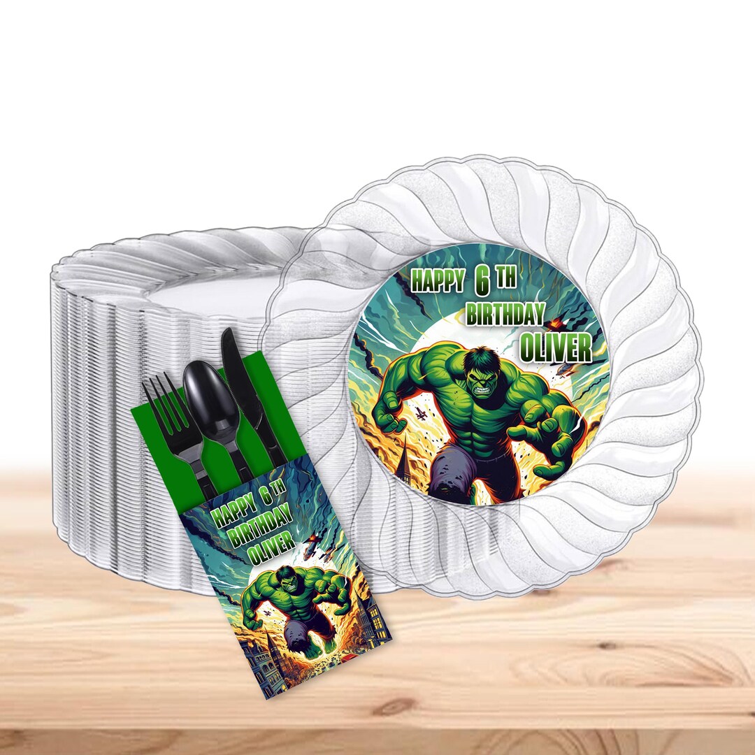 Hulk Superheroe Party Cutlery Holders X12 100% Cardboard Luxury Plates ...